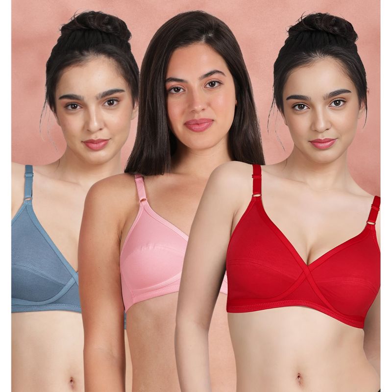 Buy Shyaway Susie By Shyaway X Frame Seamed Wirefree Everyday Bra (Pack of 3) Online