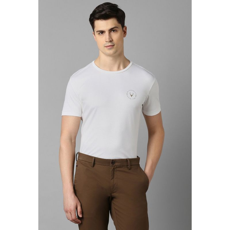 Buy Allen Solly Men White Solid Crew Neck T-Shirt Online