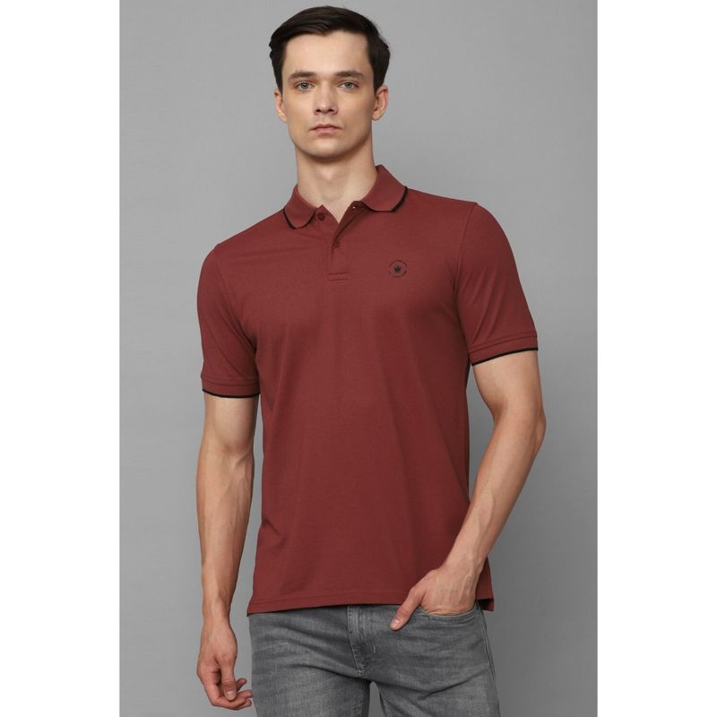 Buy Louis Philippe Men Maroon Solid Polo T-Shirt Online