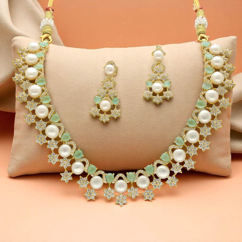Buy Sri Jagdamba Pearls Green Royal Grandeur Pearl Necklace Set Online