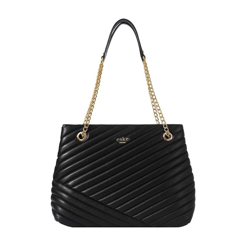 Buy Eske Black Nappa Solid Leather Tote Bag for Women Online