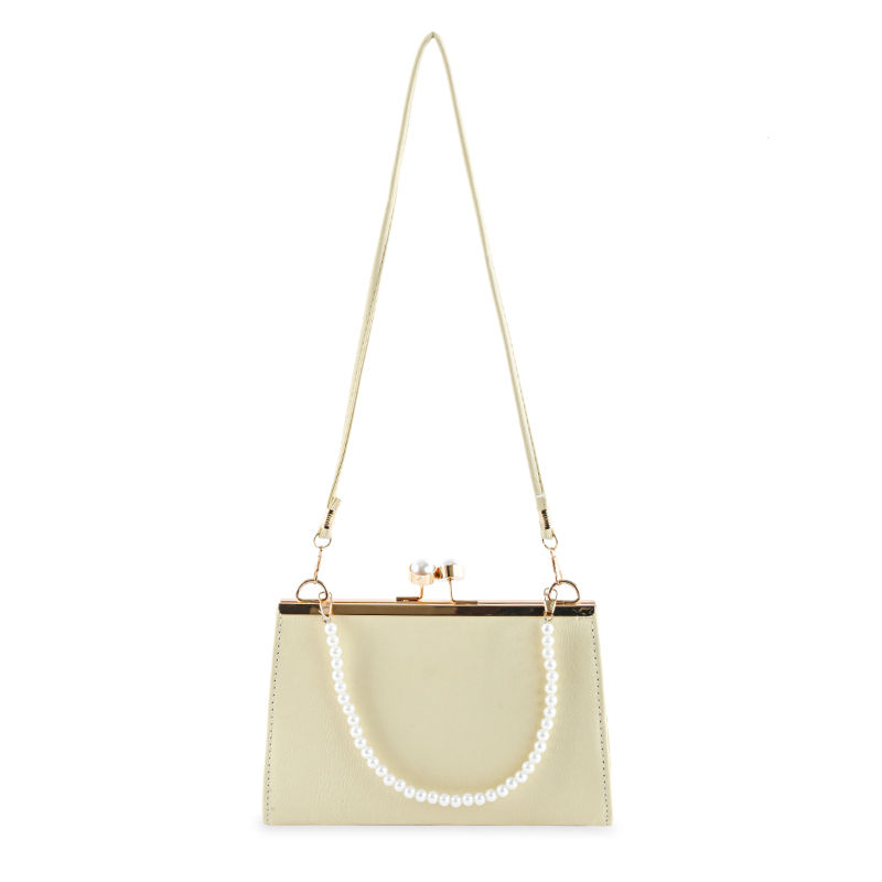 Buy NUFA Structured Beaded Cream Crossbody Bag Online