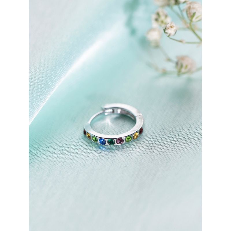 Zavya Radiant Splendour Rhodium-Plated 925 Sterling Silver Multi-Colour ...