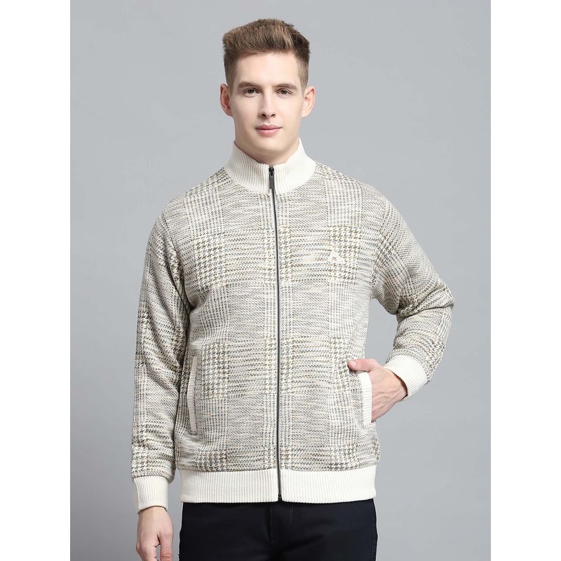 Buy Monte Carlo Mens Checks Beige Puffer Jacket Online