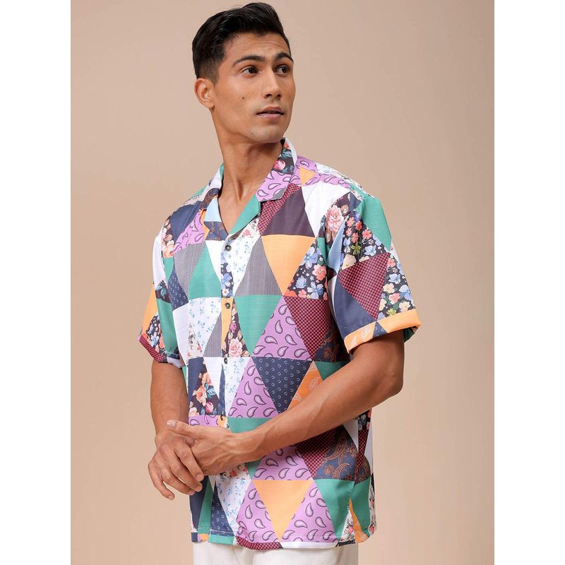 Buy The Indian Garage Co Men Indie Printed Half Sleeves Cuban Collar ...