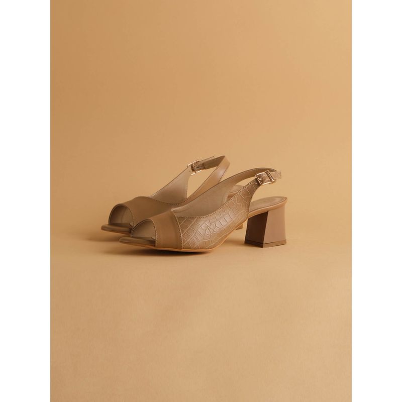 Buy Eridani Textured Chickoo Libra Heels Online