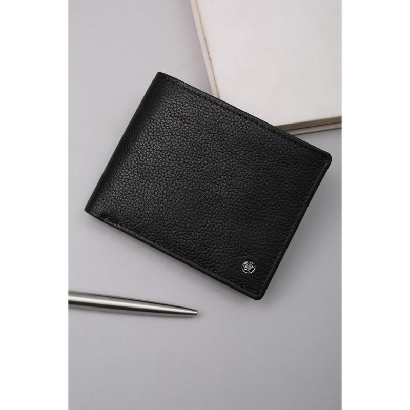 Buy Louis Philippe Men Formal Black Textured Wallet Online