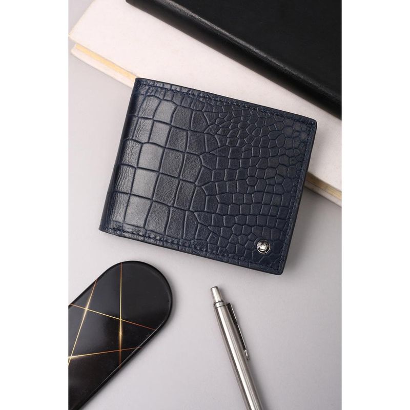 Buy Louis Philippe Men Casual Navy Blue Textured Wallet Online