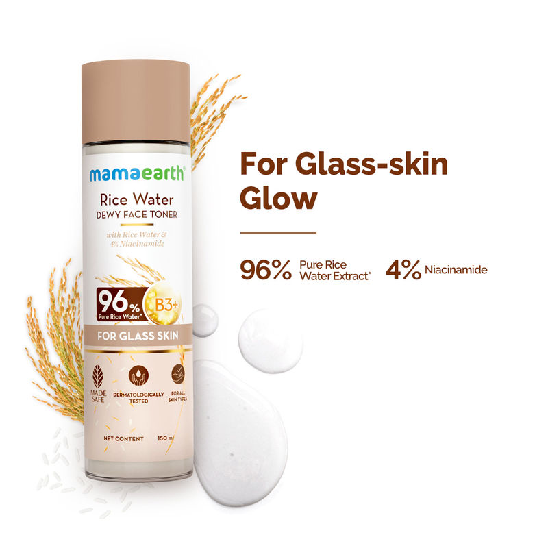 Buy Mamaearth Rice Water Dewy Face Toner with 4% Niacinamide for Glass ...