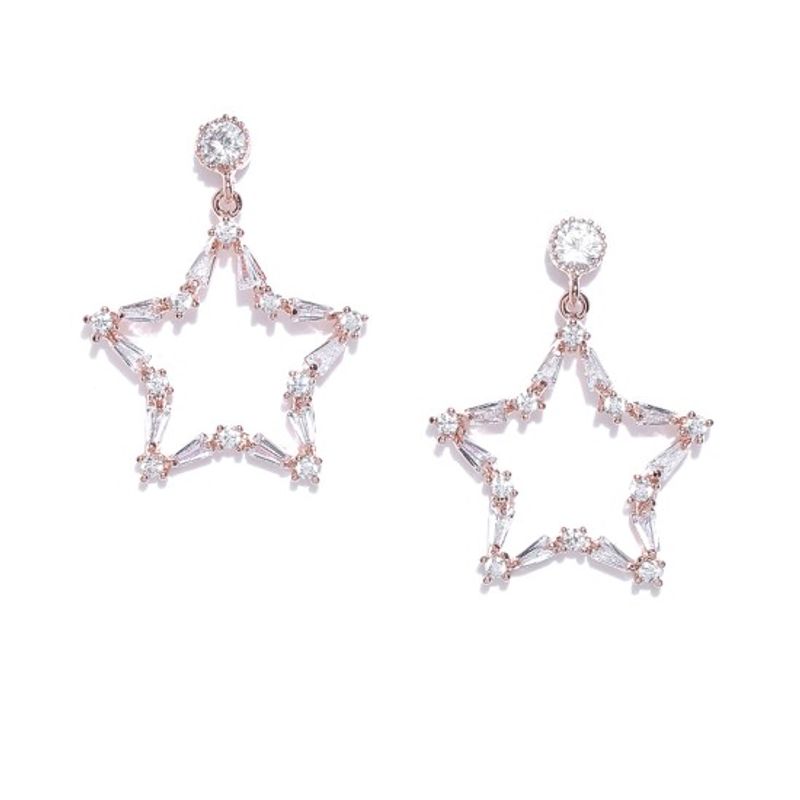 Buy Jewels Galaxy Rose Gold-Plated Stone-Studded Handcrafted Star ...