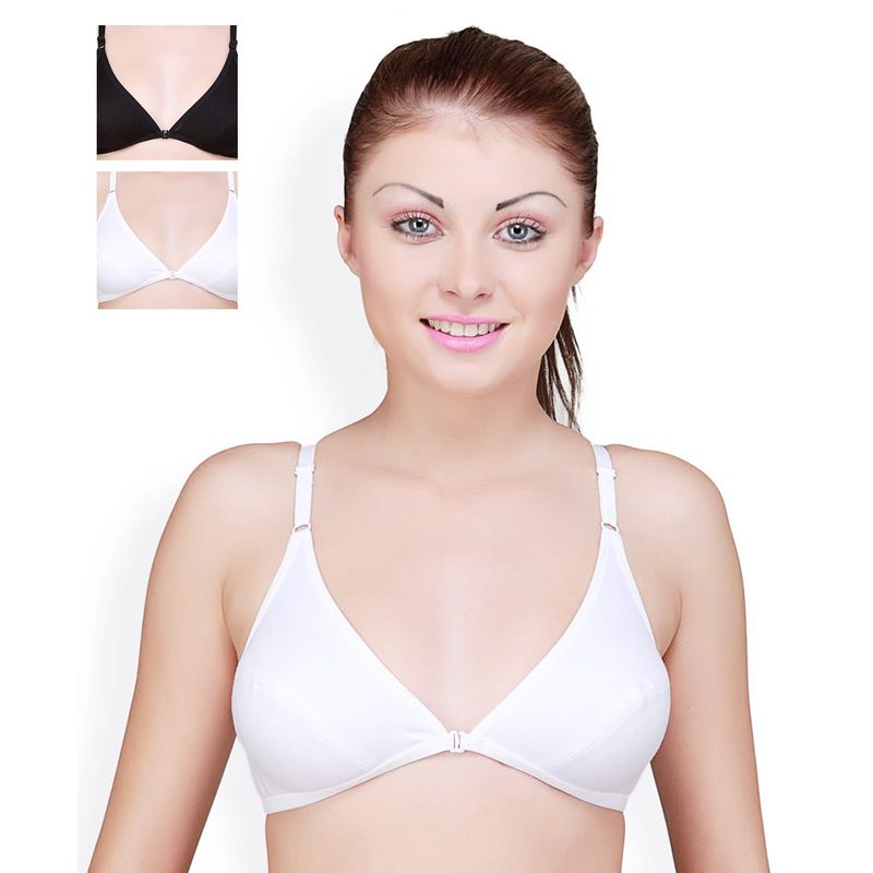 Buy Floret Pack Of 3 Solid Front Open Bras - Multi-Color Online