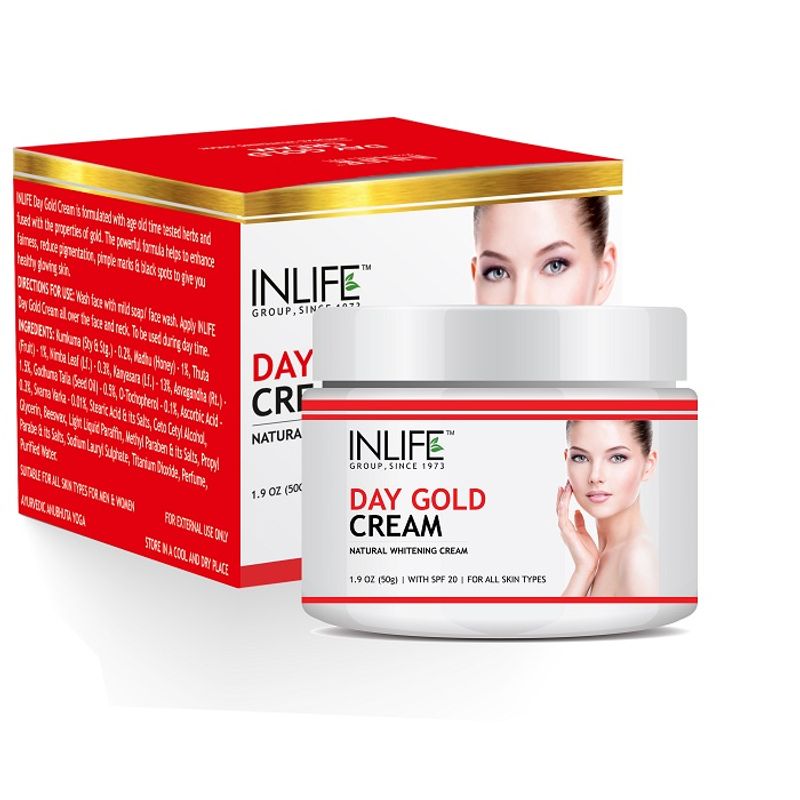 Buy INLIFE Natural Day Gold Cream 50gm With SPF 20 For Skin Whitening ...