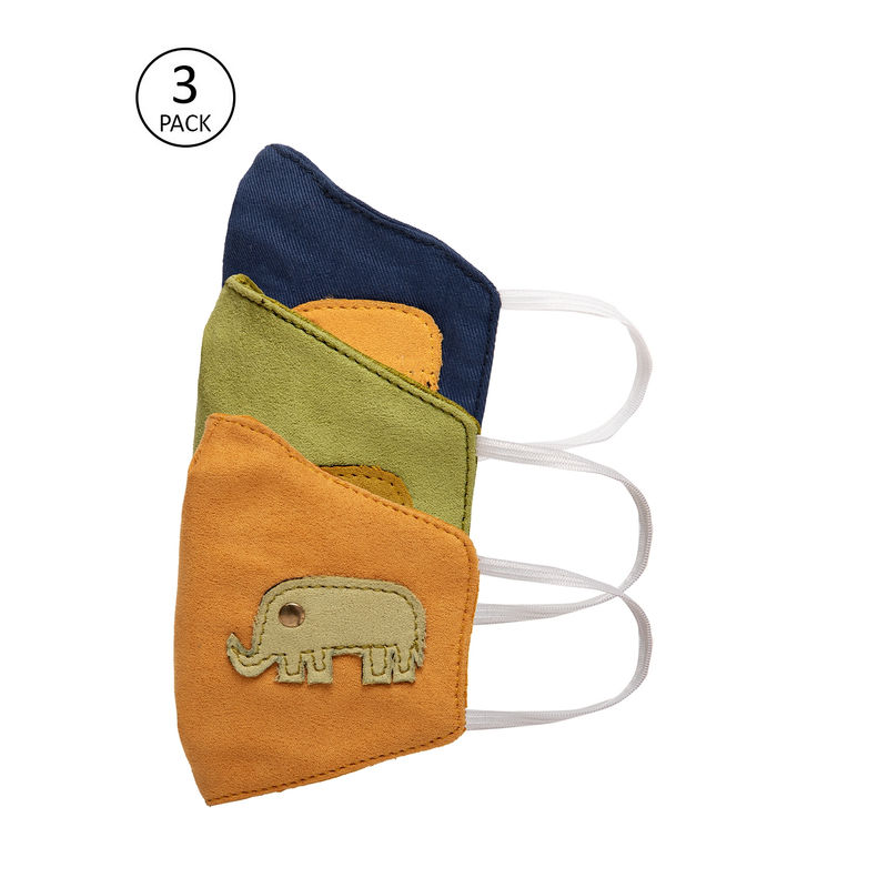 Buy Yelloe Kids 3 Ply Multi Color Mask With Soft Fabric (Pack Of 3) Online