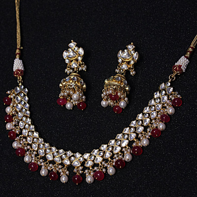 Buy AccessHer Gold-Plated Kundan and Ruby -Studded Handcrafted Jadua ...