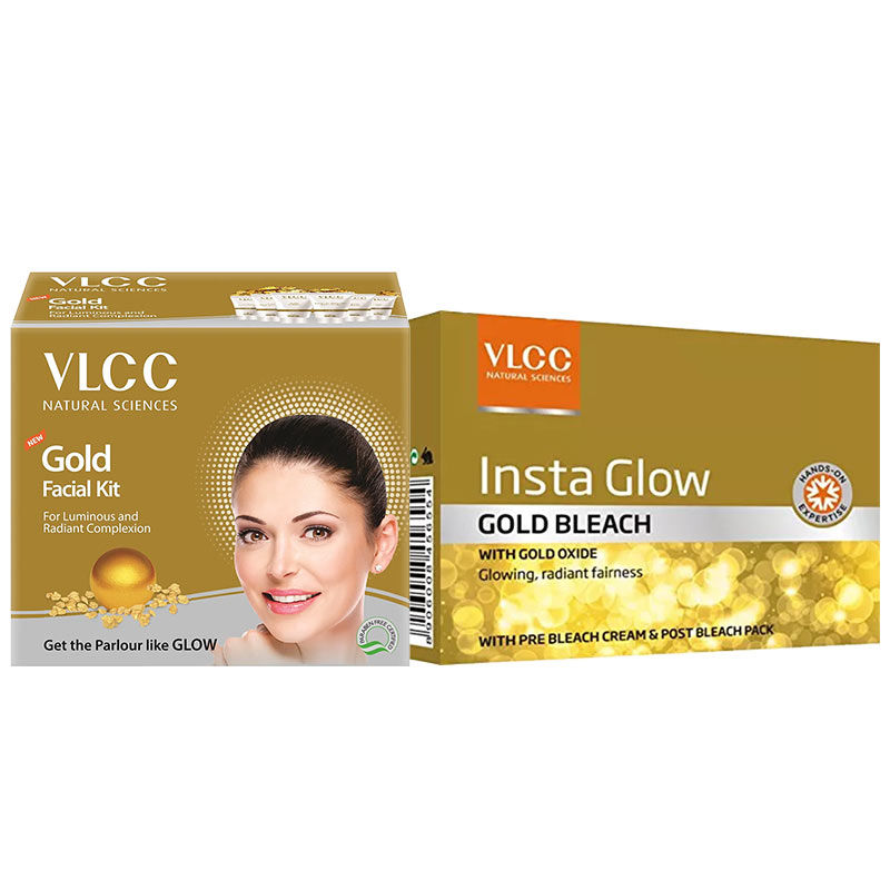 Buy VLCC Insta Glow Gold Bleach & Facial Kit Combo Online