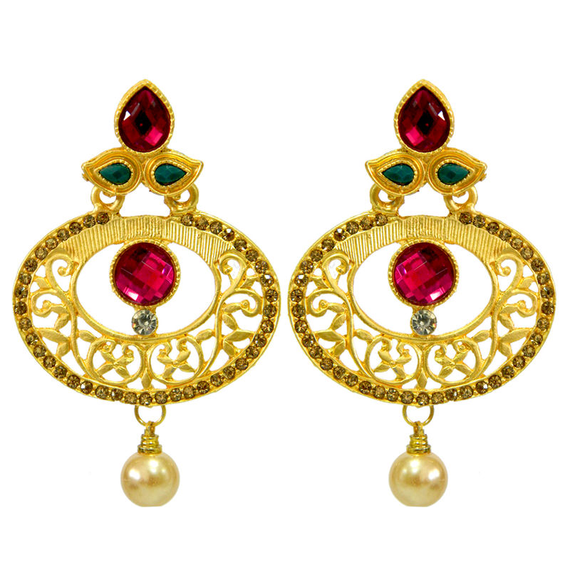 Peora Matte Gold Plated Oval Cut Out Dangler Earrings (PFIE15): Buy ...