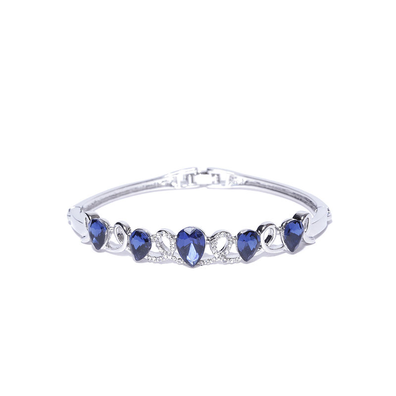 Buy Jewels Galaxy Silver-Toned And Navy Rhodium-Plated Handcrafted ...
