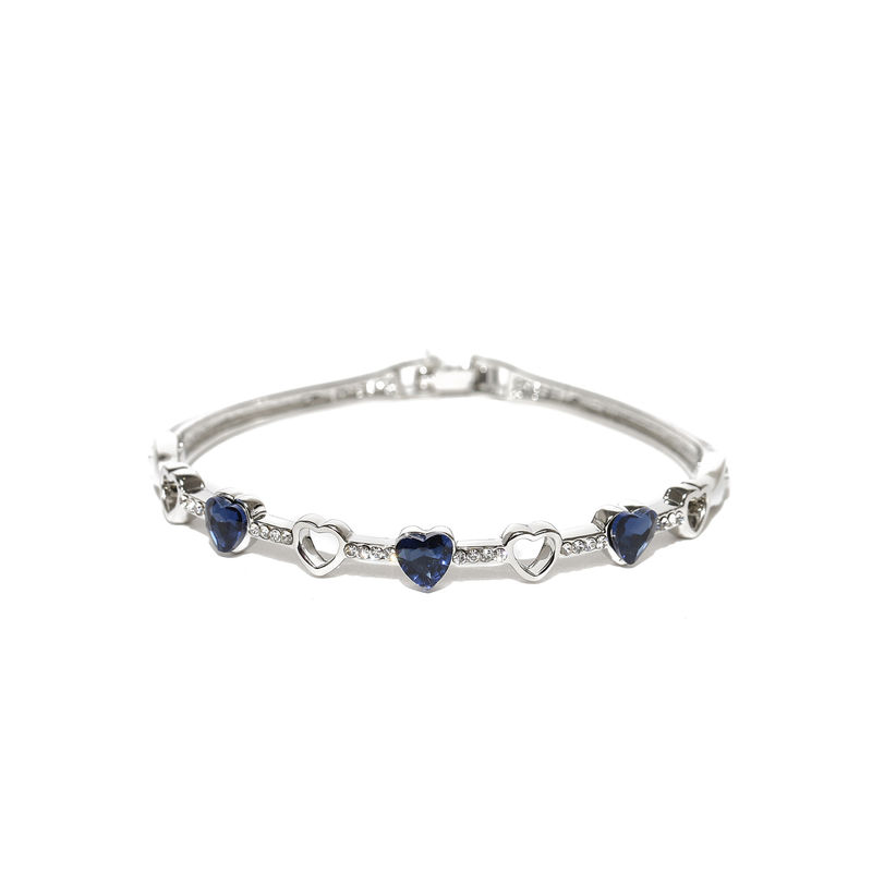Jewels Galaxy Blue Silver-Plated Handcrafted Bangle-Style Bracelet: Buy ...