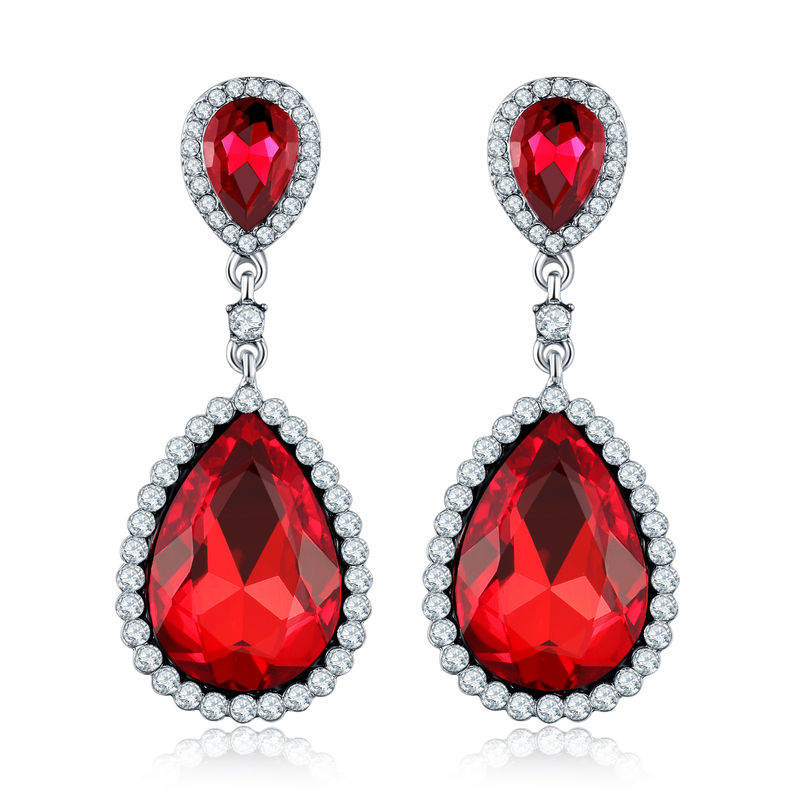 Buy Jewels Galaxy Red Silver-Plated Handcrafted Teardrop-Shaped Drop ...