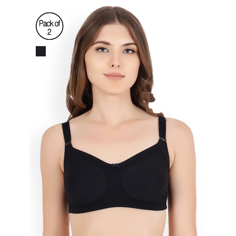 Floret Women Pack of 2 Full-Coverage Bras - Black: Buy Floret Women Pack of 2 Full-Coverage Bras ...