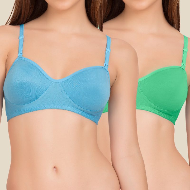 Tweens Demi Cup Turquoise Blue And Green Non Padded T-Shirt Bra - Pack of 2 (36B): Buy Tweens ...