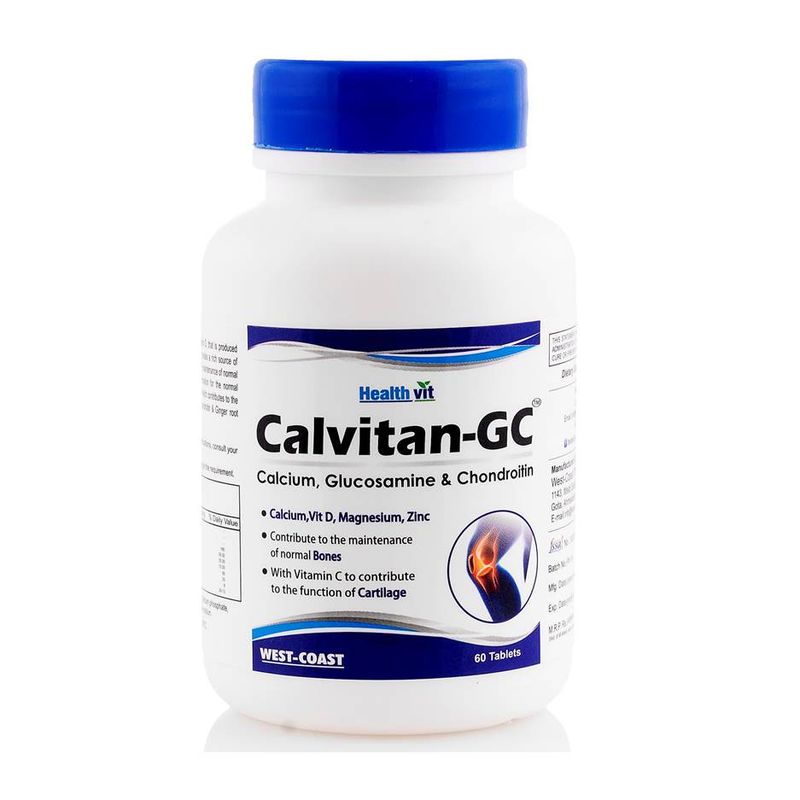 Buy HealthVit Calvitan-Gc Calcium, Glucosamine & Chondroitin 60 Tablets ...